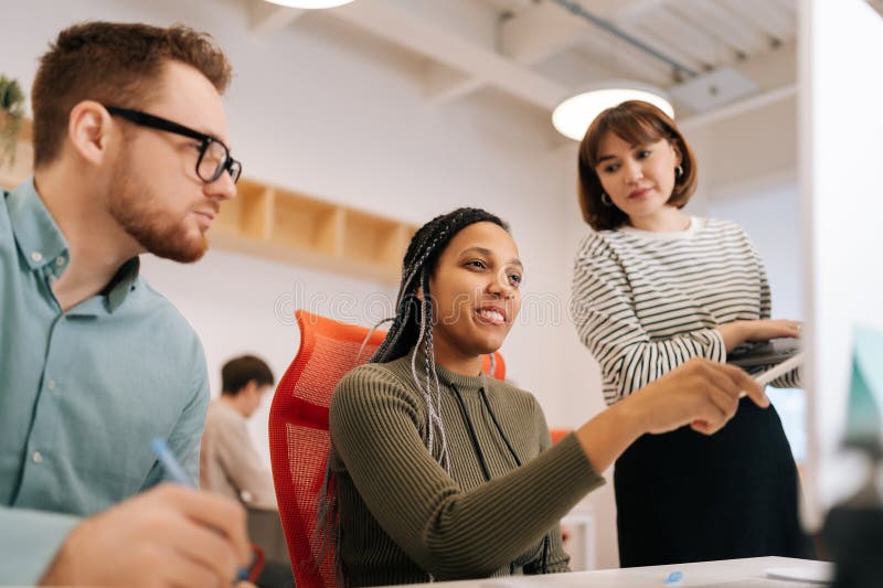 African-American Female Mentor or Executive Manager Boss Teaching ...