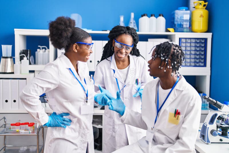 African American Friends Scientists Speaking at Laboratory Stock Image ...