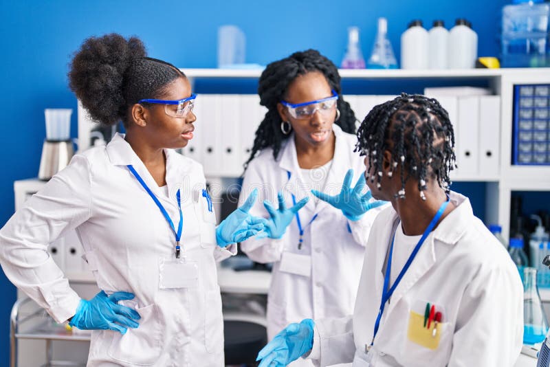 African American Friends Scientists Speaking at Laboratory Stock Image ...