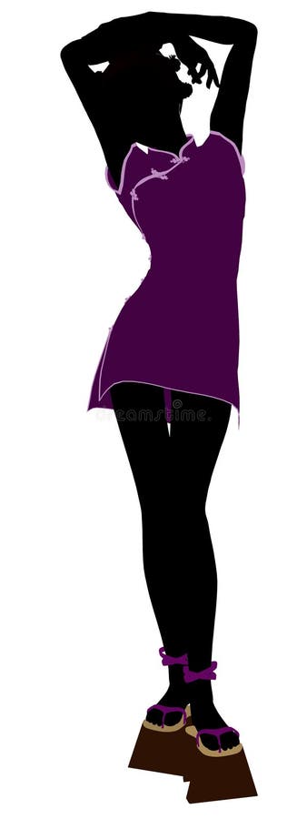 African American Geisha Girl Silhouette Stock Illustration
