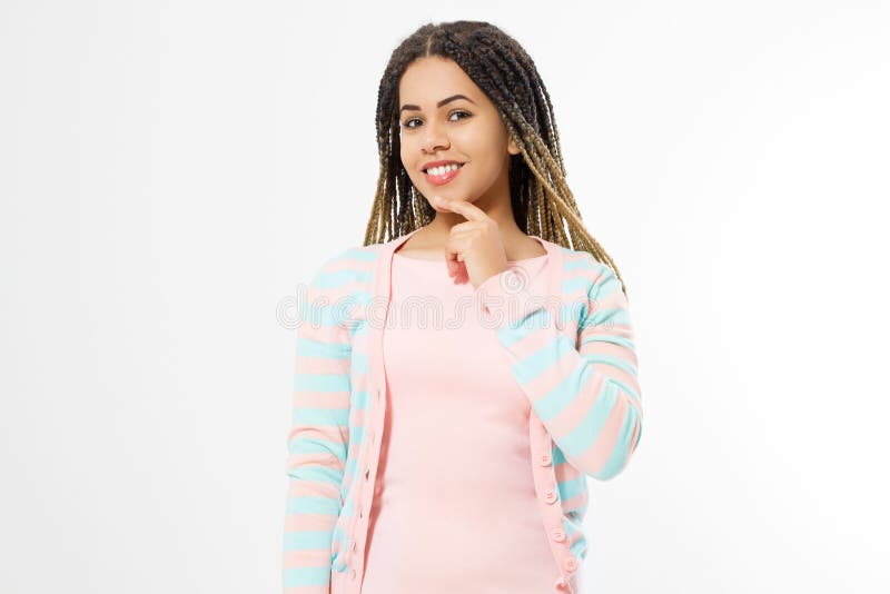 African American Girl In Fashion Clothes On White Background Woman Hipster With Afro Hair Style 9126