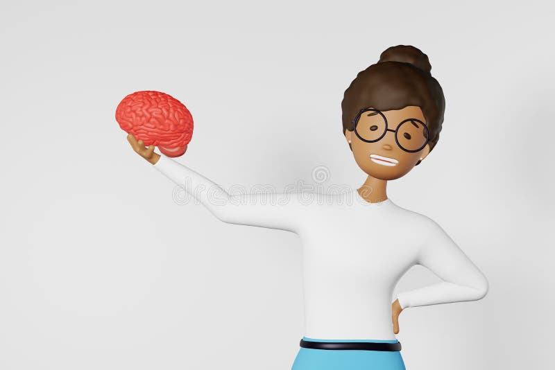 African American Girl Human Brain 3d Rendering. Insight Creative Idea ...