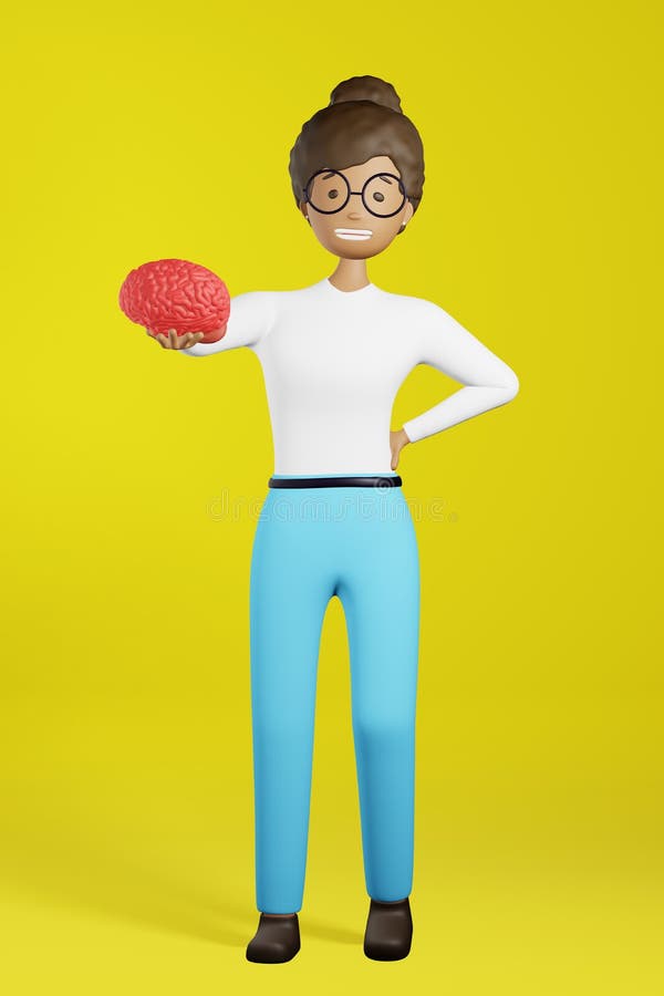 African American Girl Human Brain 3d Rendering. Insight Creative Idea ...