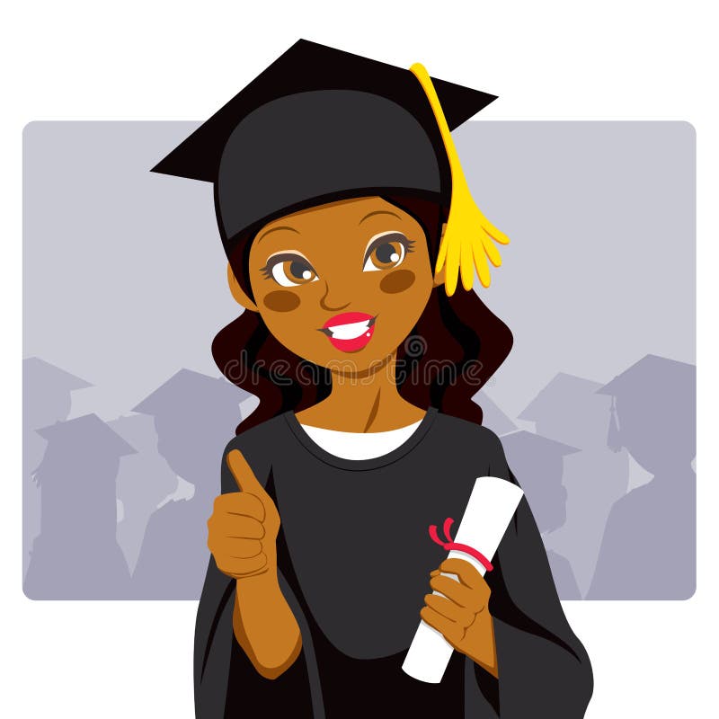 African American Graduate stock vector. Illustration of attractive ...