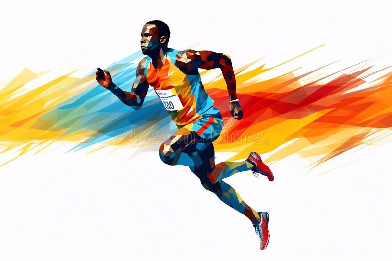 African American Male Runner in Action. Stock Illustration ...