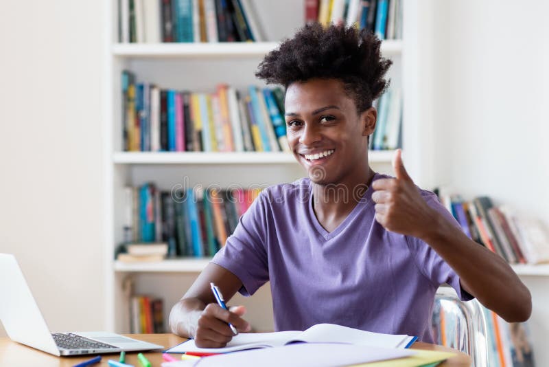 African American Male Student Preparing for Exam Stock Image - Image of ...