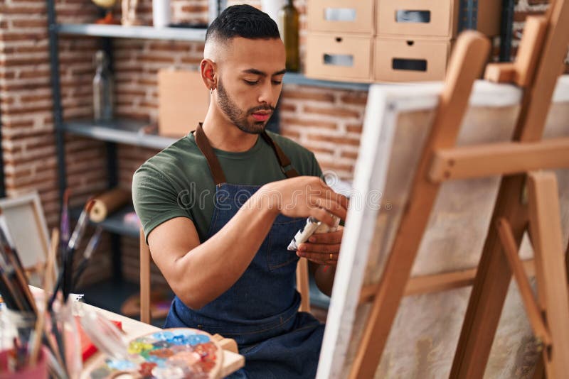 African American Man Artist Drawing at Art Studio Stock Photo - Image ...