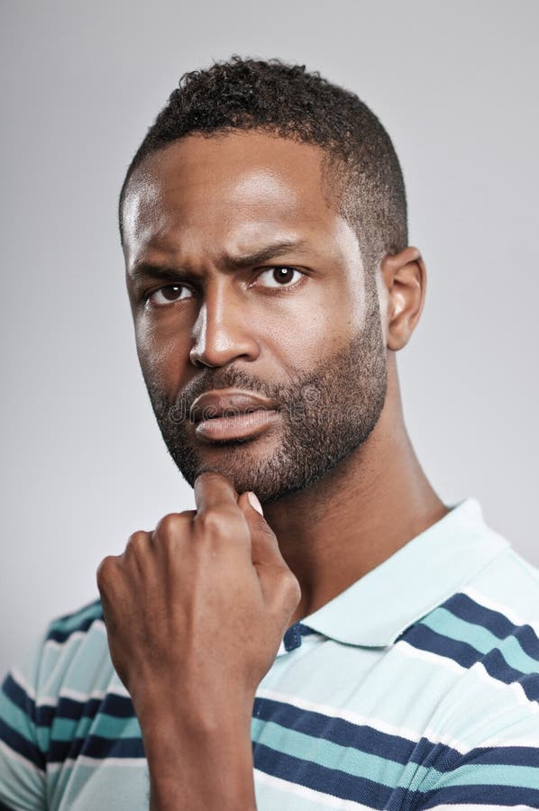 African American Man Concerned Expression Stock Photo - Image of beauty ...