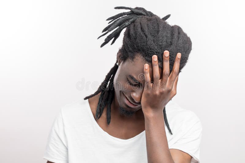 African American Man with Dreadlocks Making Facepalm Gesture Stock ...
