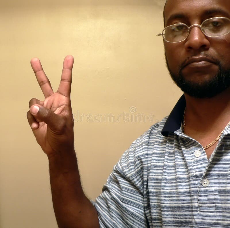 African American Man Gesturing a Peace Sign2 Stock Image - Image of ...