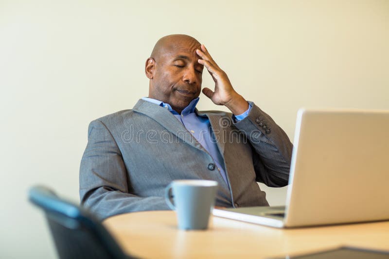 African American Man Having a Difficult Time at Work. Stock Image ...