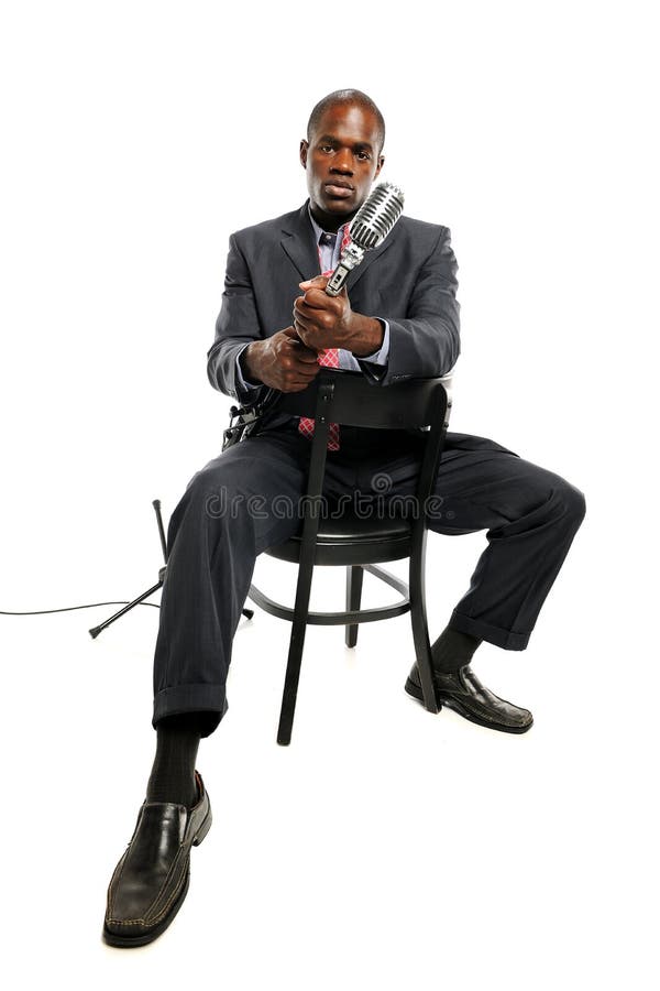 African American Man Holding Vintage Microphone Stock Photos - Free ...