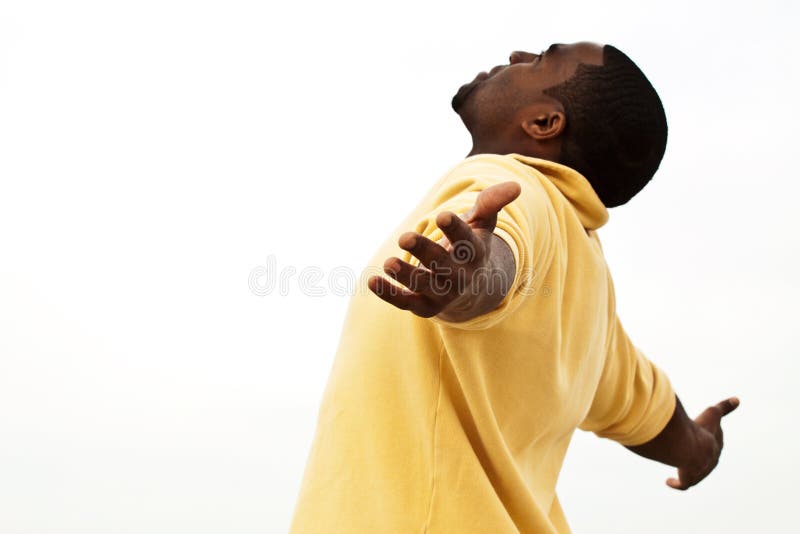 African American Man with Open Arms. Stock Image - Image of emotion ...