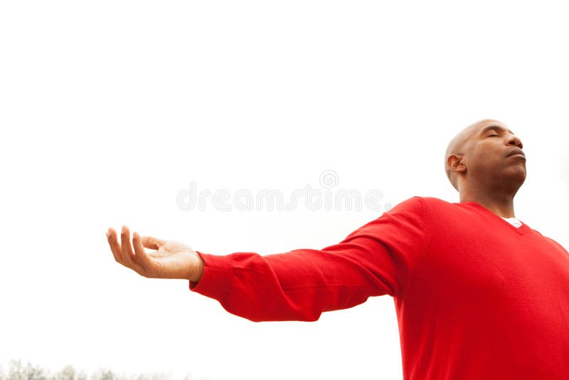 African American Man with Open Arms. Stock Photo - Image of bald ...