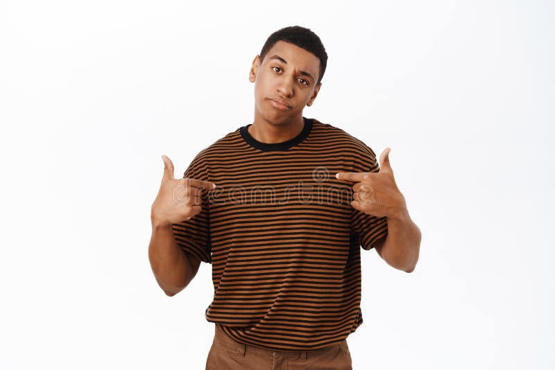 African American Man Pointing at Himself, Standing in Casual Clothes ...