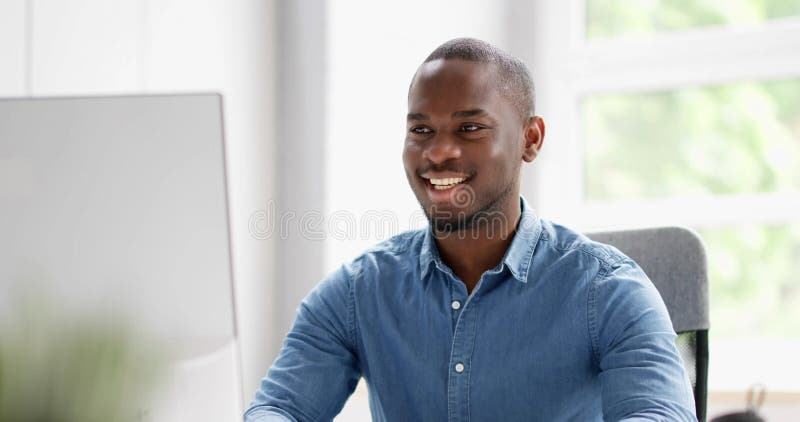 African American Man Using Computer Stock Image - Image of american ...
