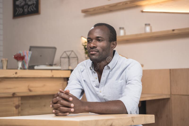 African-american Man Waiting for Order Stock Photo - Image of cafe ...
