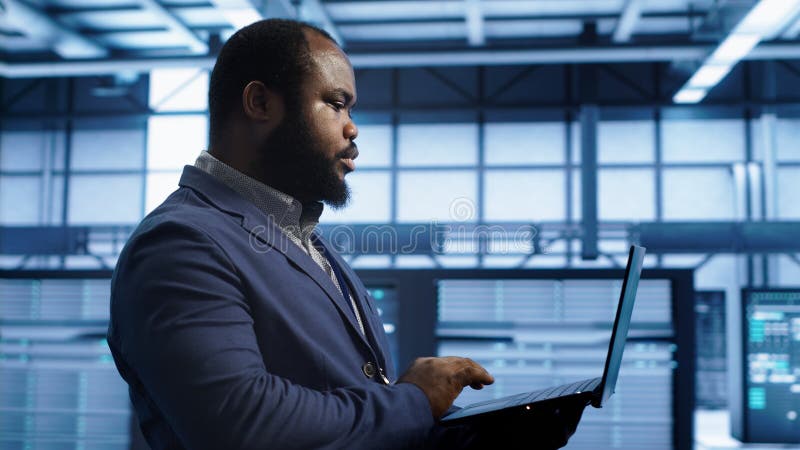 Data Center Worker Fixing Errors Affecting Supercomputers Stock Photo ...
