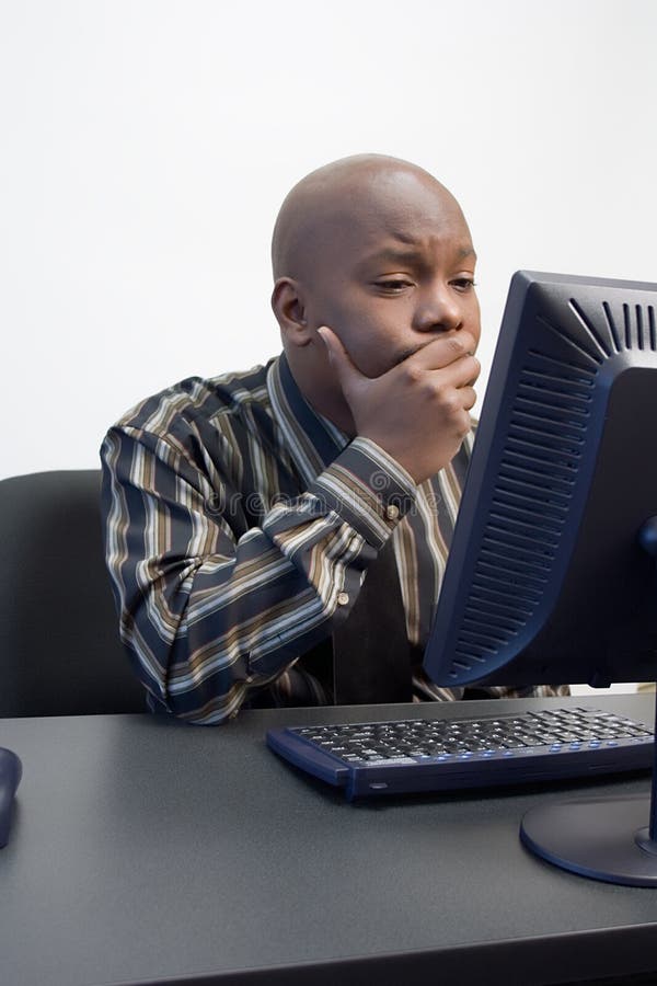 African-American Men at a Computer Stock Image - Image of problems ...
