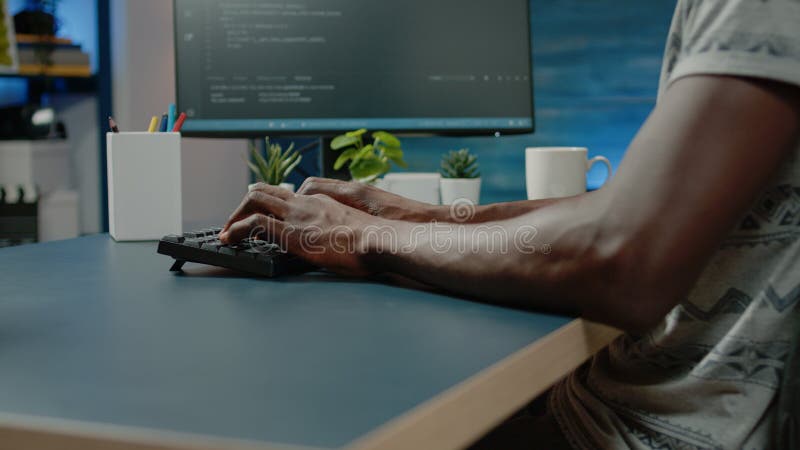 African American Person Programming Codes for Firewall Server Stock Image - Image of firewall ...