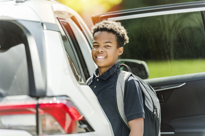 Smiling African American School Boy with Backpack Stock Image - Image ...