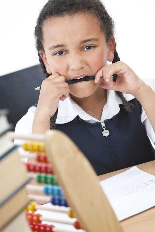 African American School Girl Using Microscope Stock Photo - Image of ...