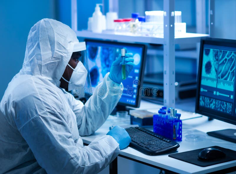 African-american Scientist Works in a Scientific Lab Using Laboratory ...