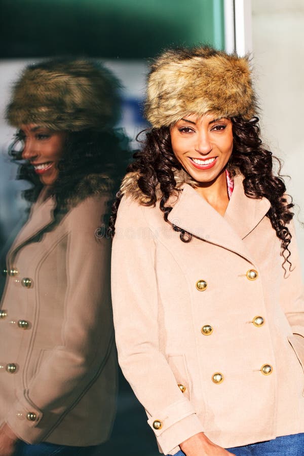 African American Smiling Woman Stock Image - Image of winter ...