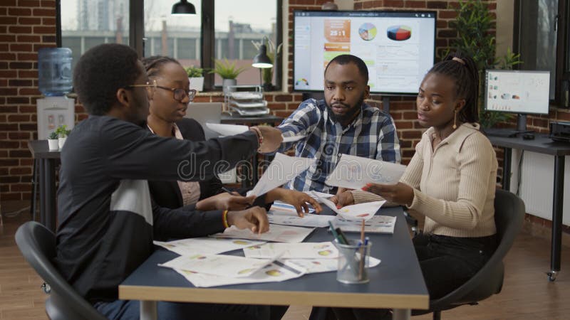 African American Startup Team Doing Teamwork To Create Business Stock ...