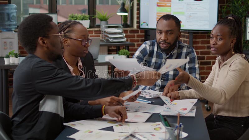 African American Startup Team Doing Teamwork To Create Business Stock ...