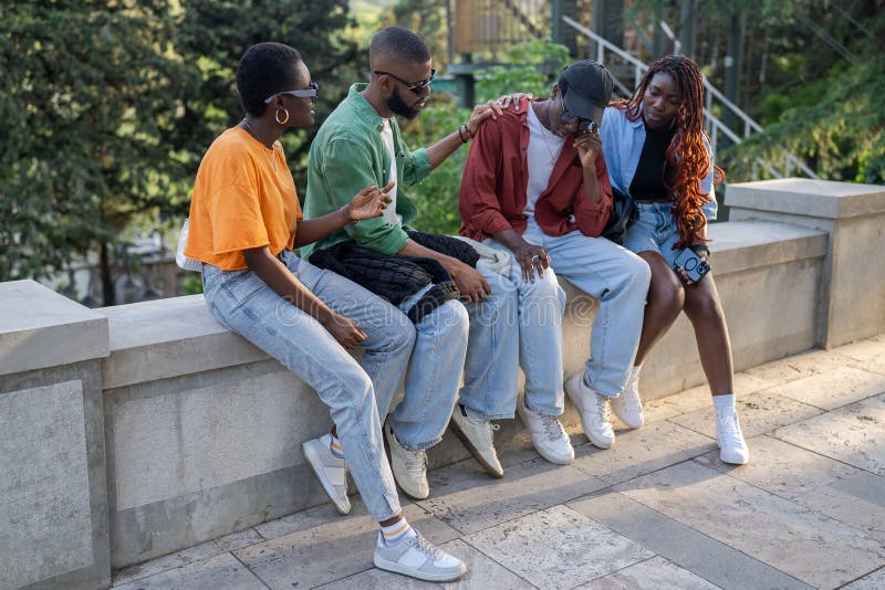 Kind Empathic Multiracial Friends Reassure Sad Companion Struggling ...