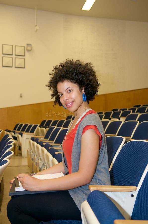 African American Student in Lecture Hall Stock Photo - Image of female ...