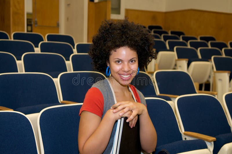 African American Student in Lecture Hall Stock Image - Image of ...
