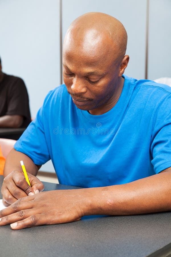 African American Student Taking Test Stock Photo - Image of pencil ...