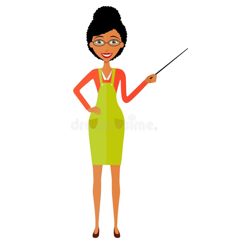 African American Teacher with a Pointer. Tutor Character Stock Vector ...