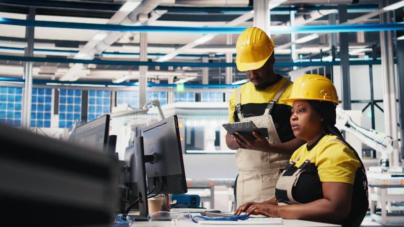 African American Team of Employees Doing Quality Control on Pc Stock ...