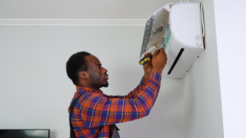 African Hvac Worker Install Ducted Pipe System for Ventilation and Air ...