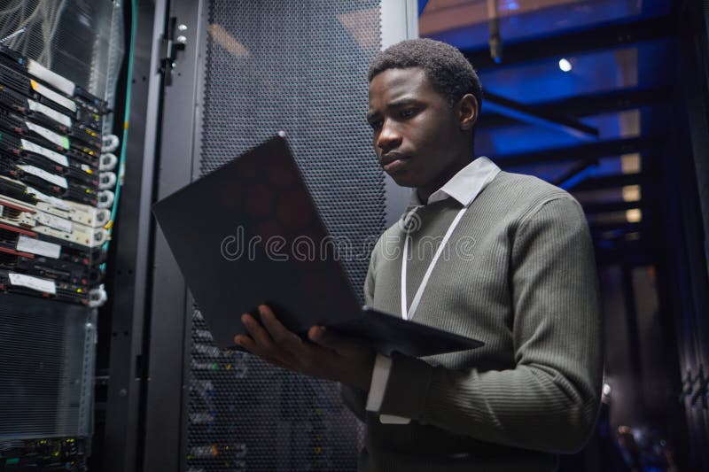 African American it Technician Working in Data Center Stock Image ...