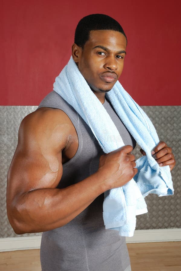 African American Trainer with Towel Stock Image - Image of health, body ...