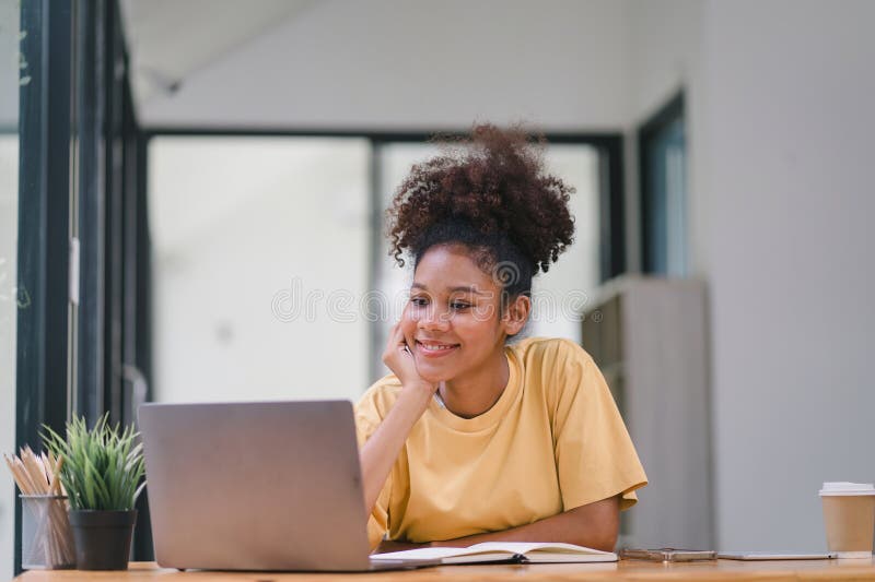 African American University Student Learning Online E-learning ...