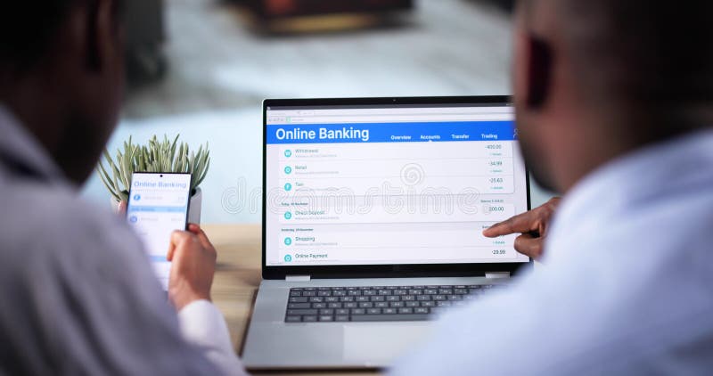 African American Using Online Bank Account Stock Photo - Image of ...