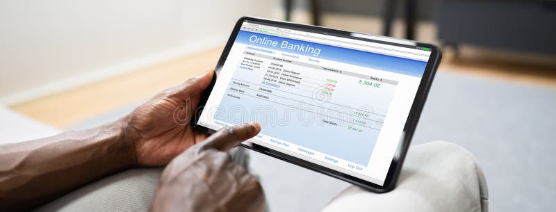 African American Using Online Banking Stock Photo - Image of internet ...