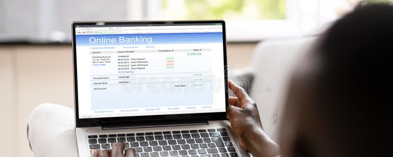 African American Using Online Internet Banking Stock Photo - Image of ...