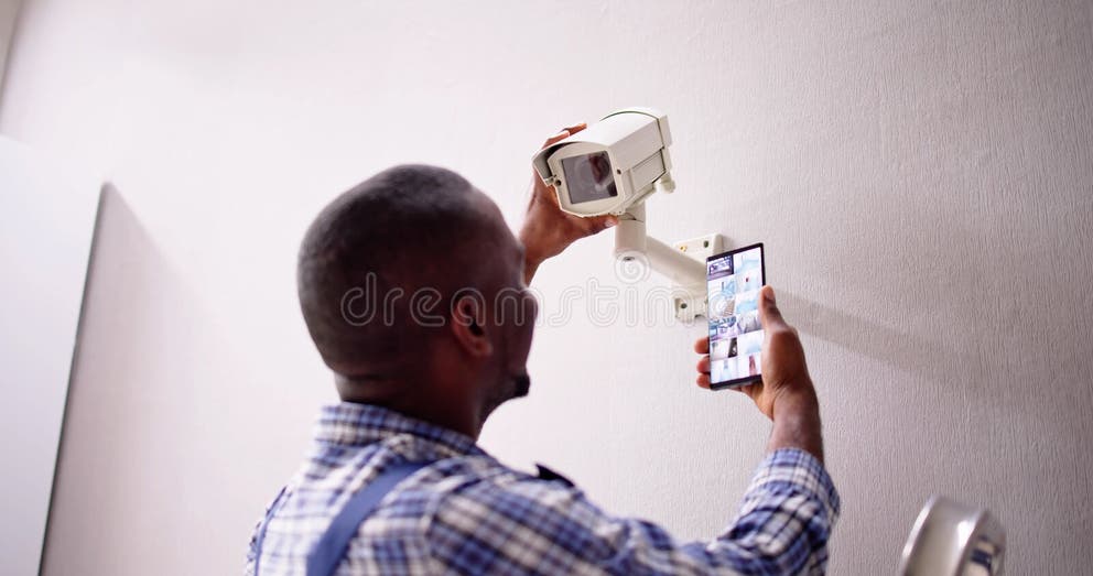 African American Using Security and Alarm System Stock Image - Image of ...
