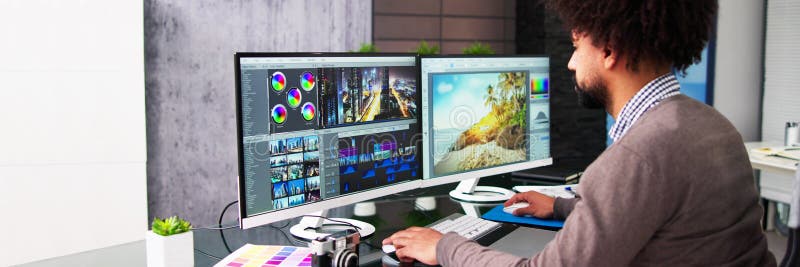 African American Video Editor Tech Job Stock Photo - Image of editor ...