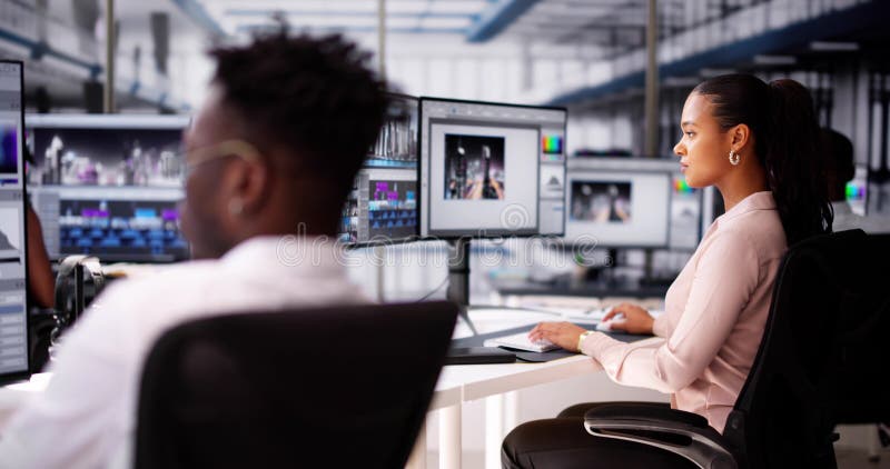 African American Video Editor Tech Job Stock Image - Image of african ...