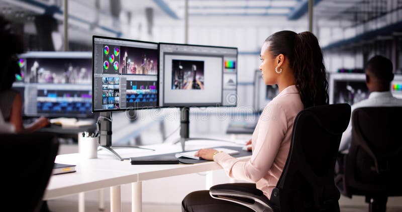 African American Video Editor Tech Job Stock Photo - Image of side ...