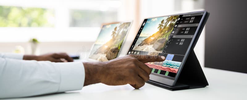 Video editor in his studio stock photo. Image of production - 71642478