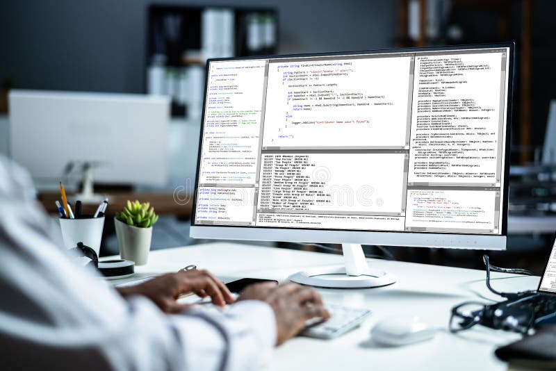 African American Web Coder At Computer Software Programmer Stock Image Image Of Surfing Work