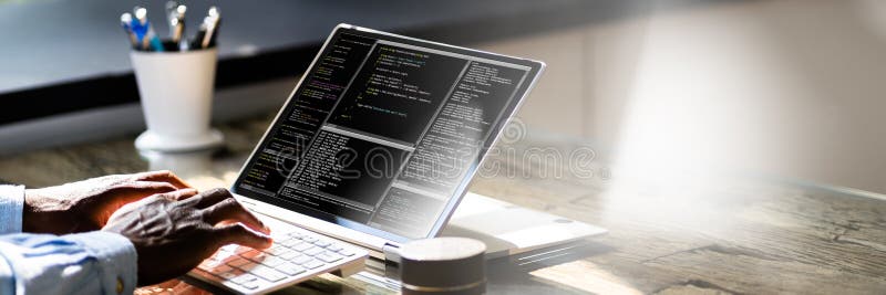 African American Web Developer Programmer Stock Photo - Image of banner ...